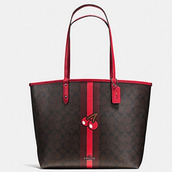Coach | Bags | Coach X Pacman Cherry Signature Reversible City Tote ...